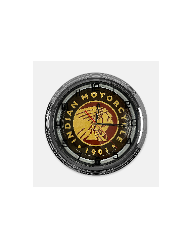 18" Indian Motorcycle 1901 Logo Metal Sign Designed White Neon Clock
