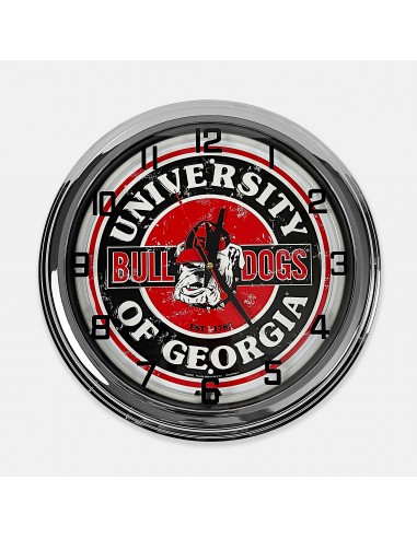 18" University of Georgia Bulldogs Metal Sign Designed White Neon Clock
