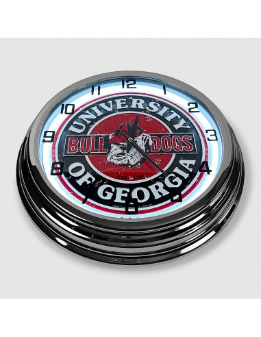 18" University of Georgia Bulldogs Metal Sign Designed White Neon Clock