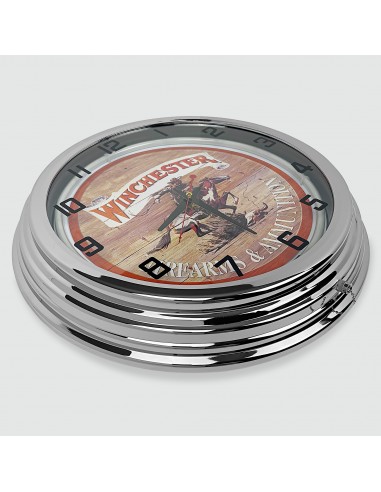 18" Winchester Firearms and Ammunition Metal Sign Designed White Neon Clock