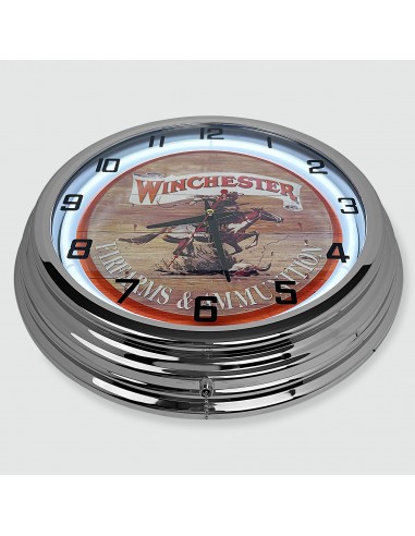 18" Winchester Firearms and Ammunition Metal Sign Designed White Neon Clock