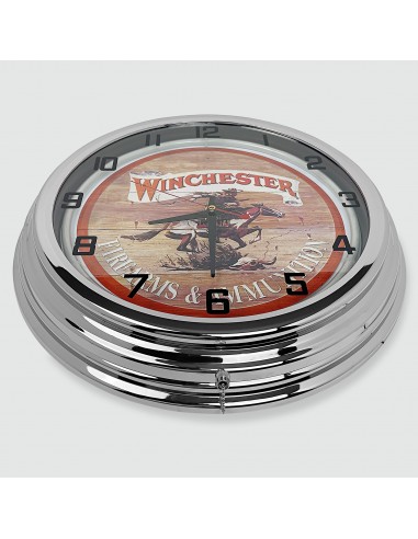 18" Winchester Firearms and Ammunition Metal Sign Designed White Neon Clock