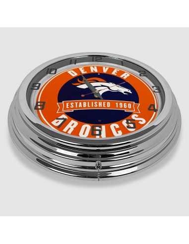 18" Denver Broncos Logo Metal Sign Designed White Neon Clock