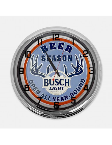 18" Busch Light Beer Season Metal Sign Designed White Neon Clock