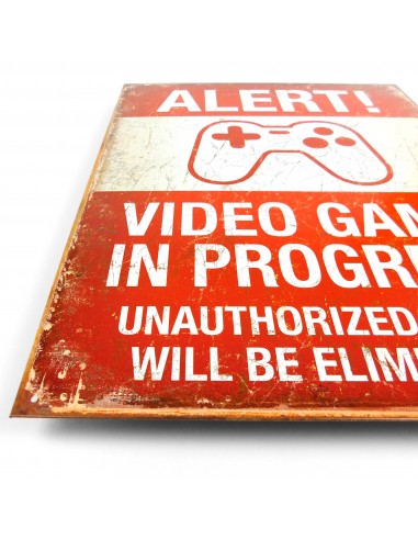 16" Alert! Video Game In Progress Tin Metal Sign