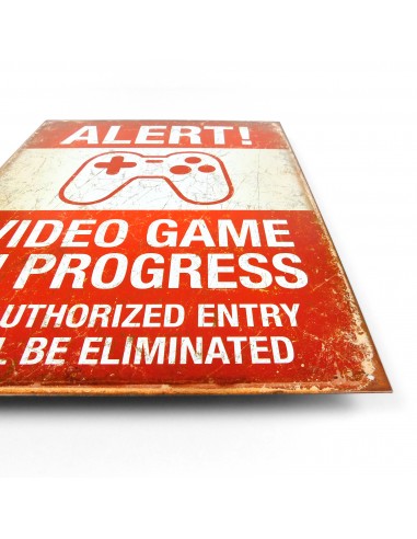16" Alert! Video Game In Progress Tin Metal Sign